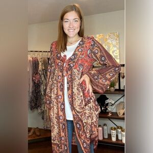 Angie | Sweaters | New Angie Boho Mixed Patternpaisley Kimono Duster ...